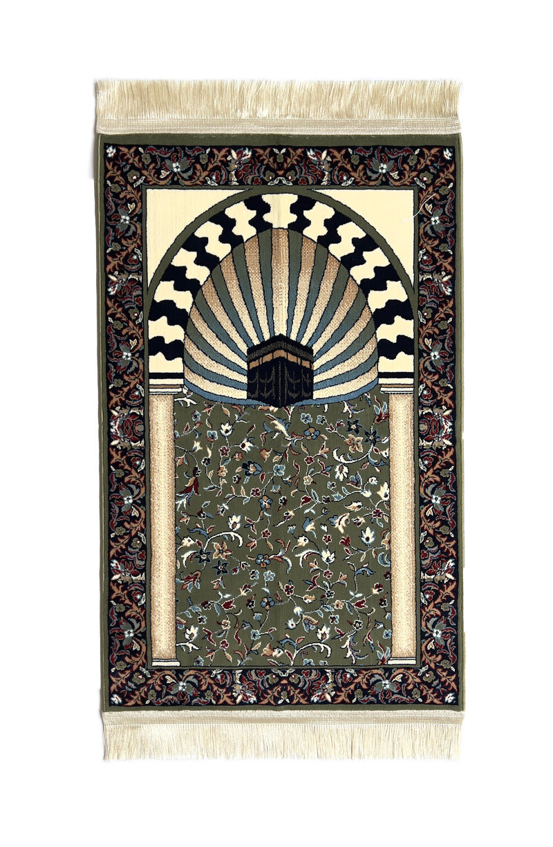 Buy Alkabaa with AlRawda prayer mat - Green color - www.almukarramah.com