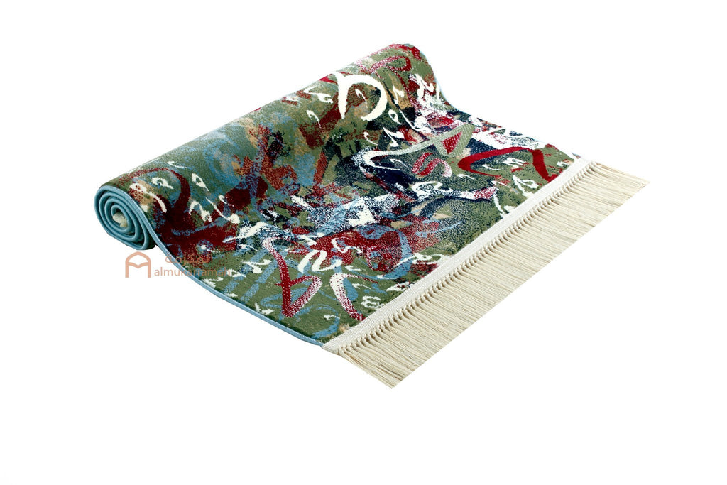 Modern Art Arabic calligraphy prayer mat - Light Blue Color